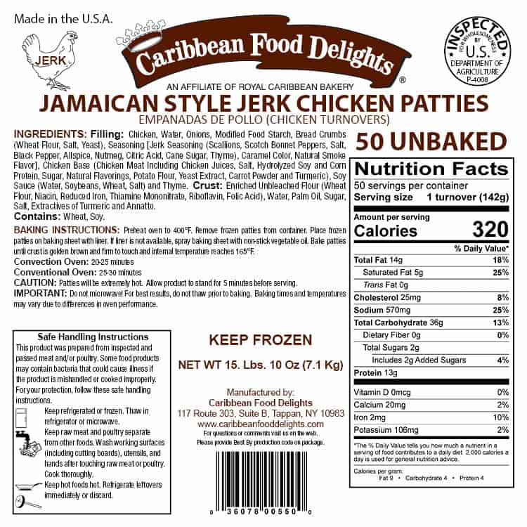 Jamaican Style Patties, Unbaked, 2 Cases